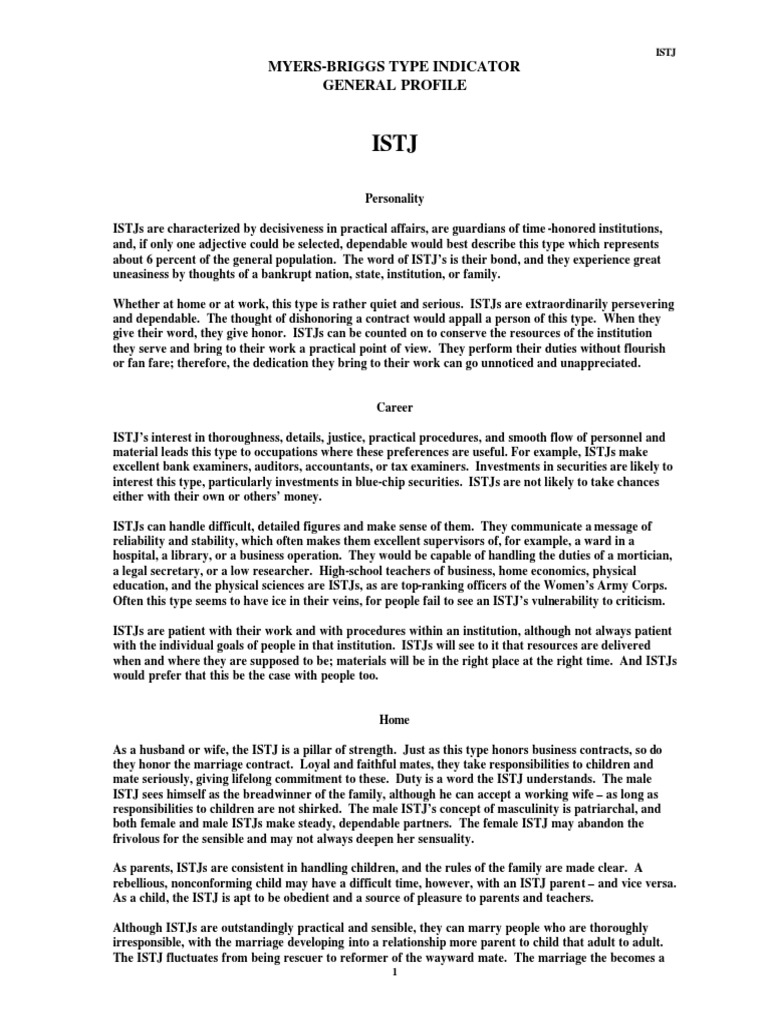 ISTJ | PDF | Friendship | Rituals