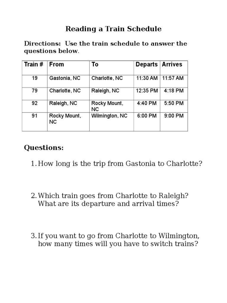 Train Schedule PDF