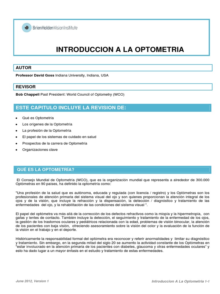 01 Introduccion A La Optometria | PDF | Optometría | Lentes
