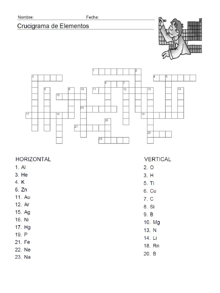 Crucigrama y Sopá de Letras Quimica | PDF