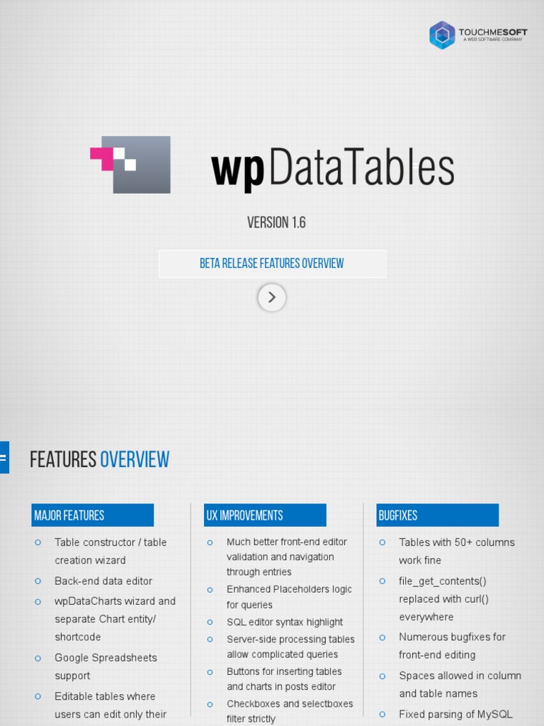 WpDataTables 1.6 Presentation | PDF | Table (Database) | Word Press
