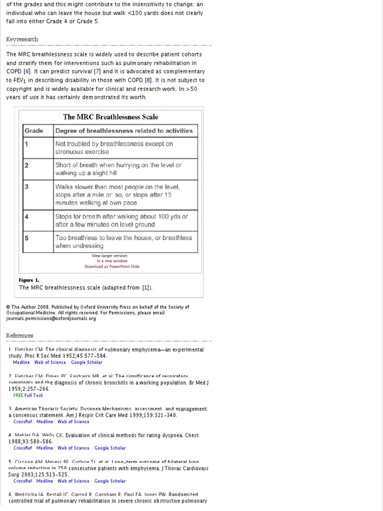 The MRC Breathlessness Scale | PDF