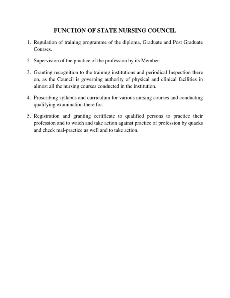 Function of State Nursing Council | PDF | Qualifications | Nursing