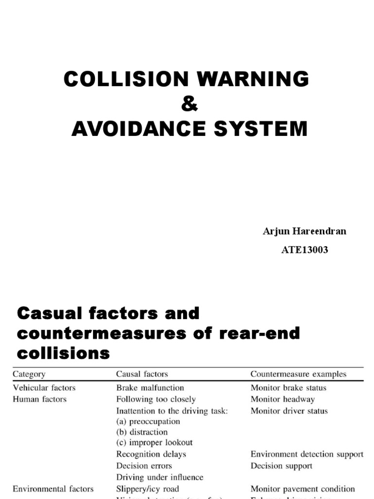 Collision Warning and Avoidance Systems | PDF | Transport Safety | Road ...