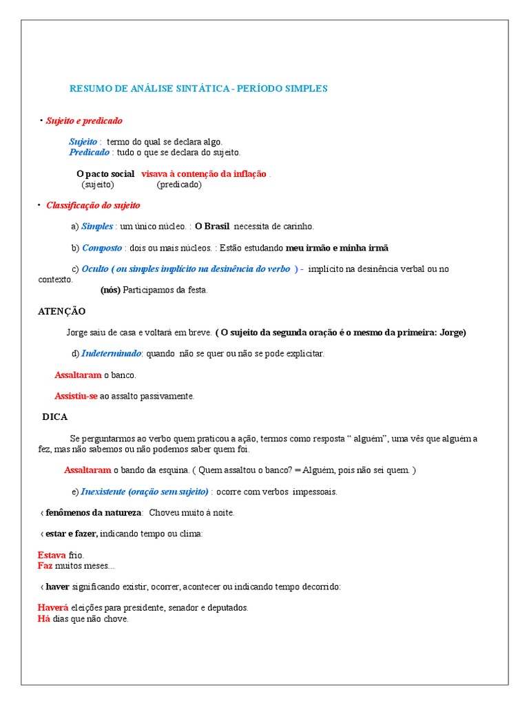 Resumo de Análise Sintática