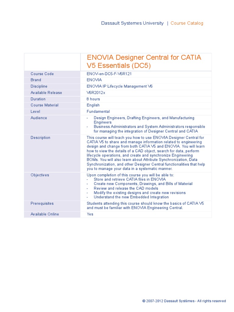 ENOVIA Designer Central For CATIA V5 Essentials (DC5) : Dassault ...