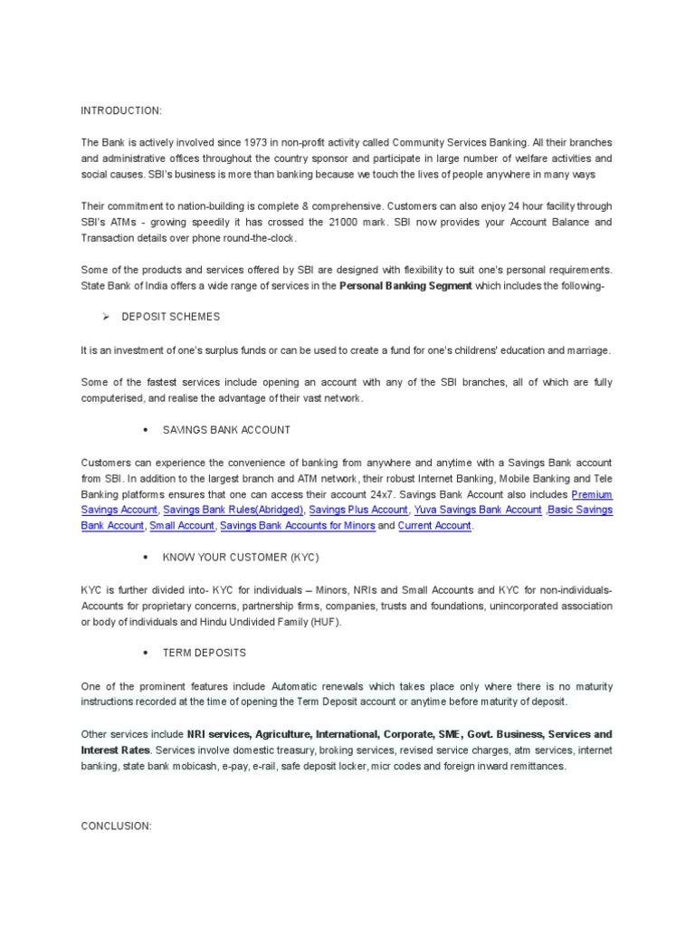 Sbi Intro and Conclusion | PDF | Empowerment | Banks
