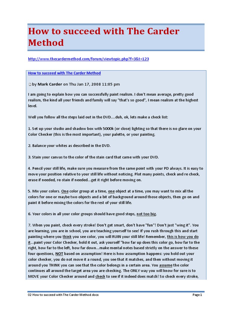 02 How To Succeed With The Carder Method | PDF | Still Life | Visual Arts
