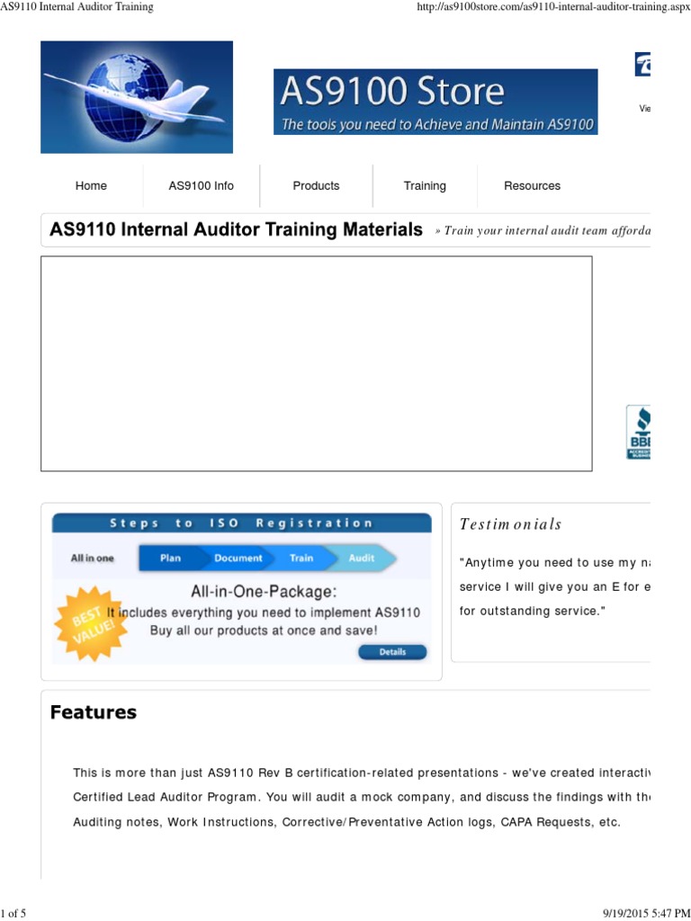 AS9110 Internal Auditor Training | PDF | Internal Audit | Audit