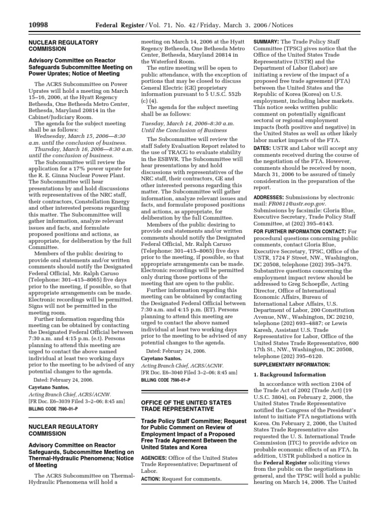 Notice: Meetings: Reactor Safeguards Advisory Committee | PDF | Office ...