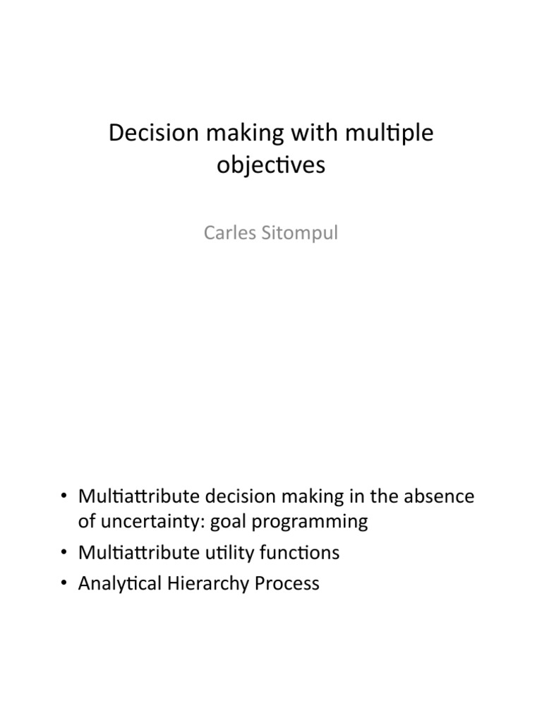 Multiobjective Decision Making Goal | PDF | Loss Function | Advertising