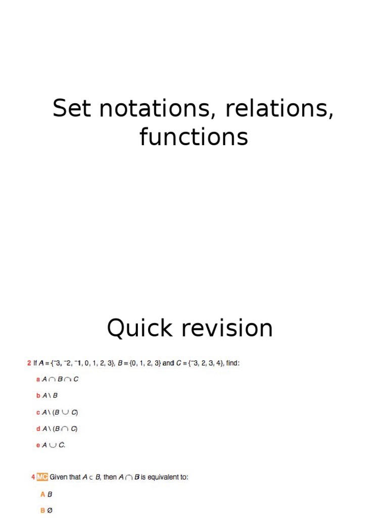 Set Notations, Relations, Functions | PDF