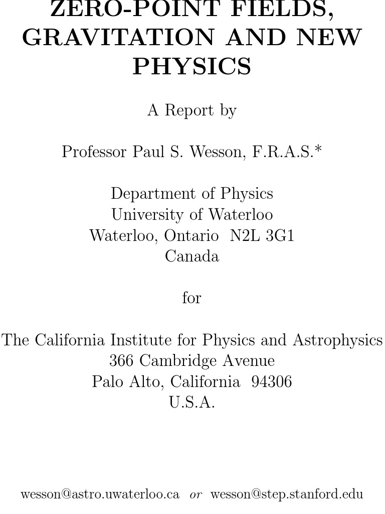 Zero-Point Fields (Gravitation & New Physics) | PDF