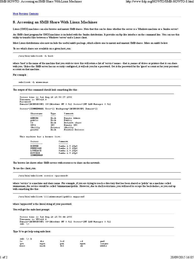 Accessing An SMB Share With Linux Machines | PDF | Computer Networking ...