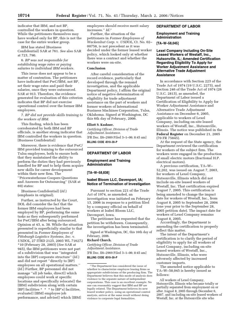 Notice: Adjustment Assistance Applications, Determinations, Etc ...