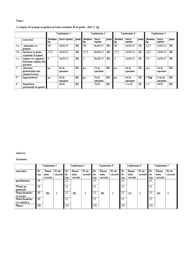 Plan de antrenament săptămânal | PDF