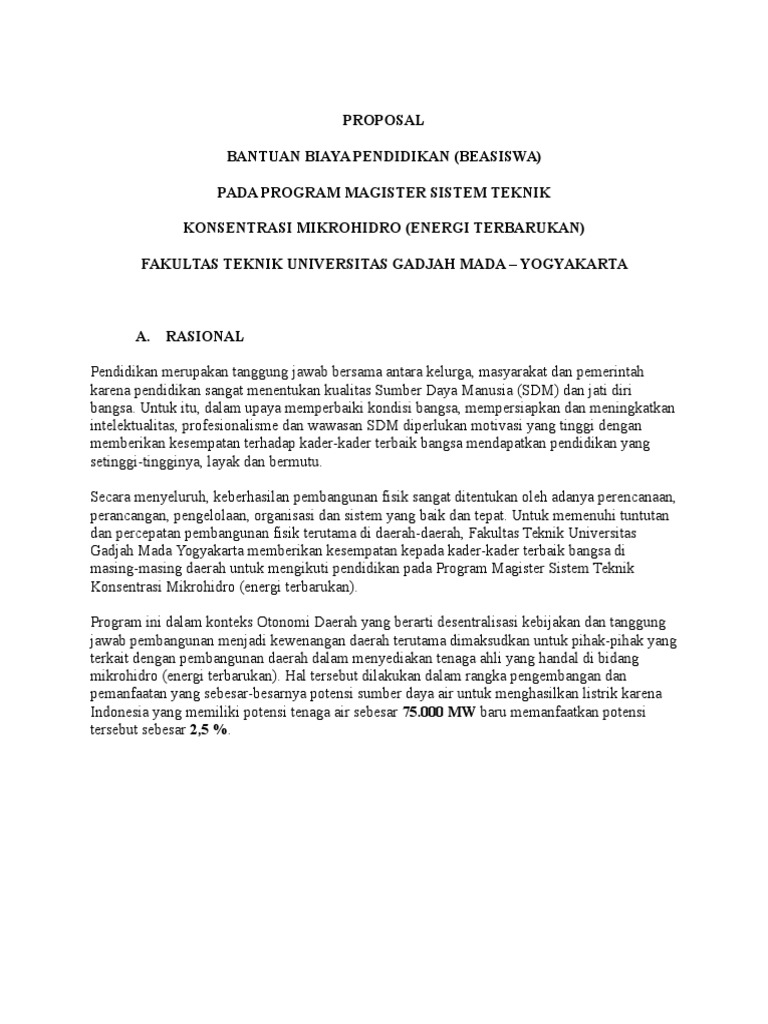 Contoh Proposal Beasiswa s2 | PDF