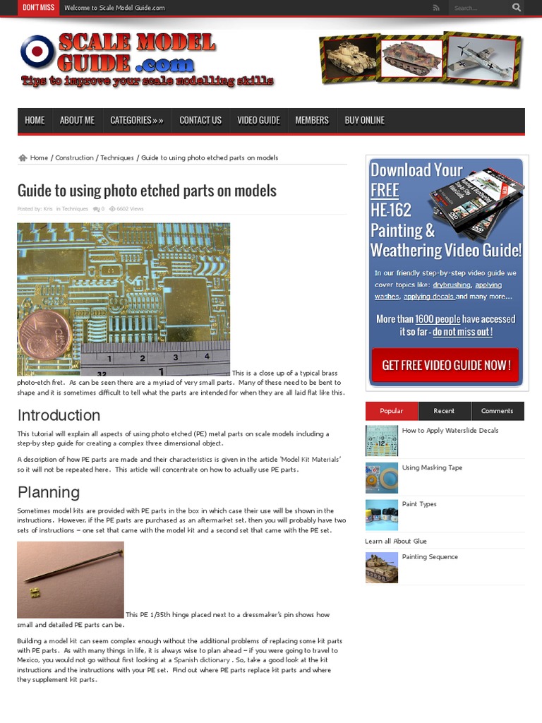 Guide To Using Photo Etched Parts On Models - Scale Model Guide PDF ...