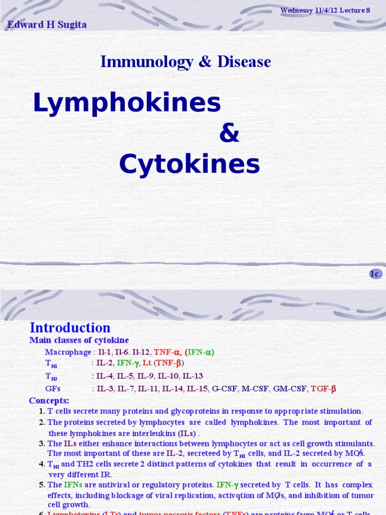 Lymphokines & Cytokines: Immunology & Disease | PDF | Interleukin 10 ...