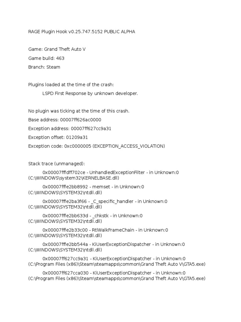 RAGE Plugin Hook v0 | PDF | Operating System | Computing Platforms