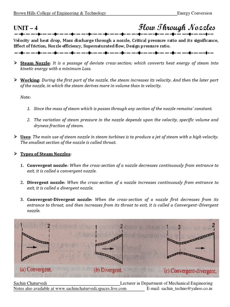 Flow Through Nozzles | PDF | Nozzle | Steam