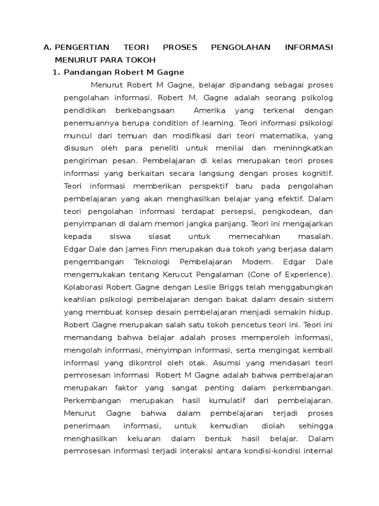 Teori Proses Pengolahan Informasi | PDF