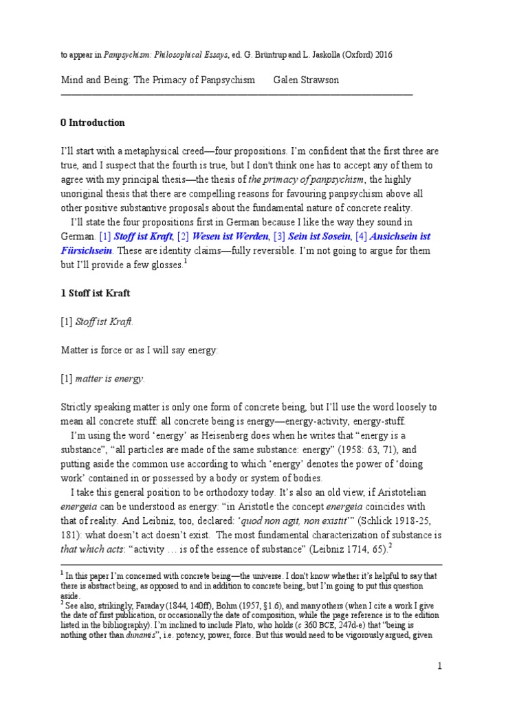 Mind and Being-The Primacy of Panpsychism | PDF | Monism | Reality