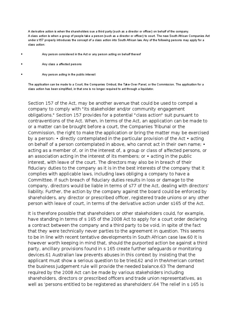 locus standi in company law | Standing (Law) | Class Action