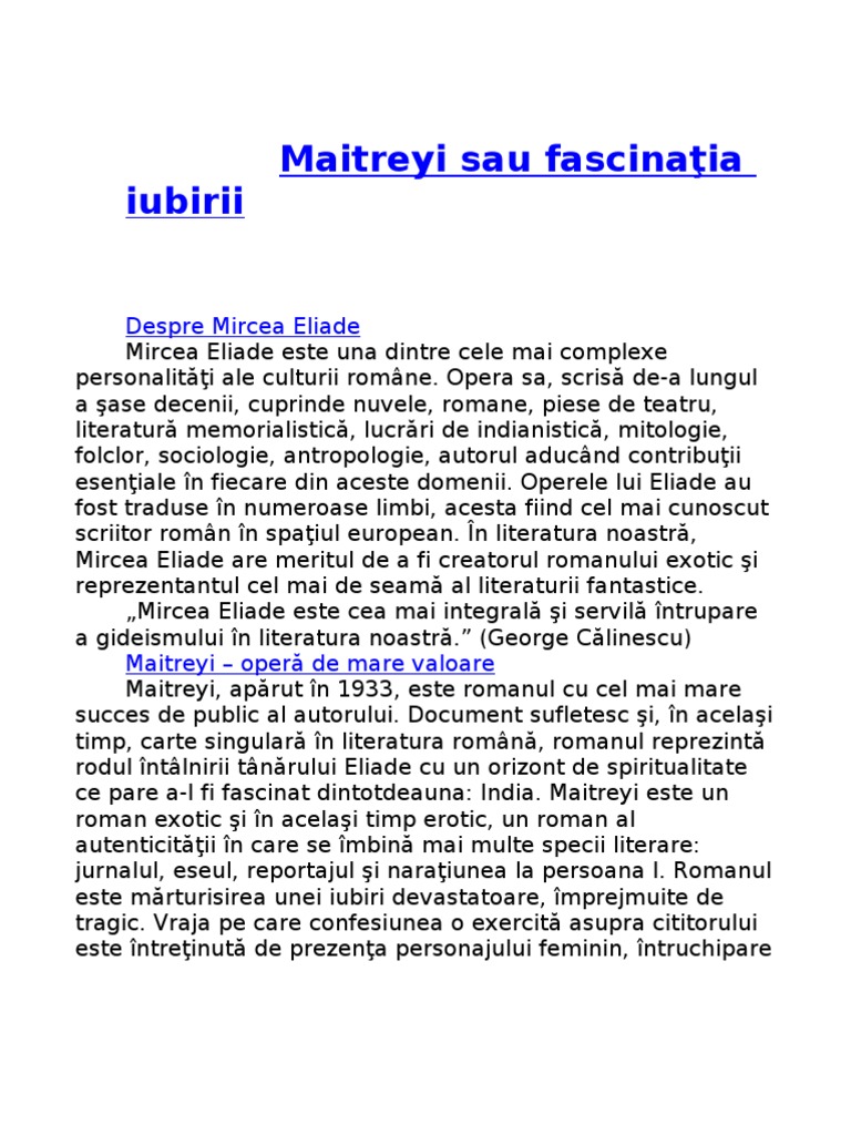 Maitreyi Sau Fascinaţia | PDF