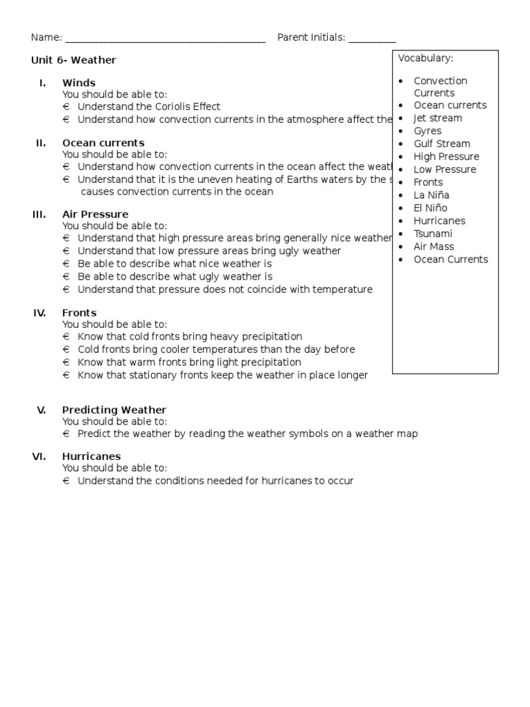 Weather Study Guide | PDF | History