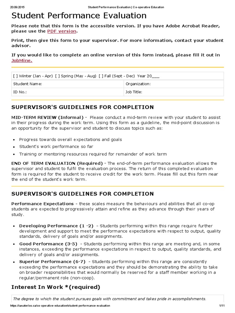 Student Performance Evaluation English Language Class | Download Free ...