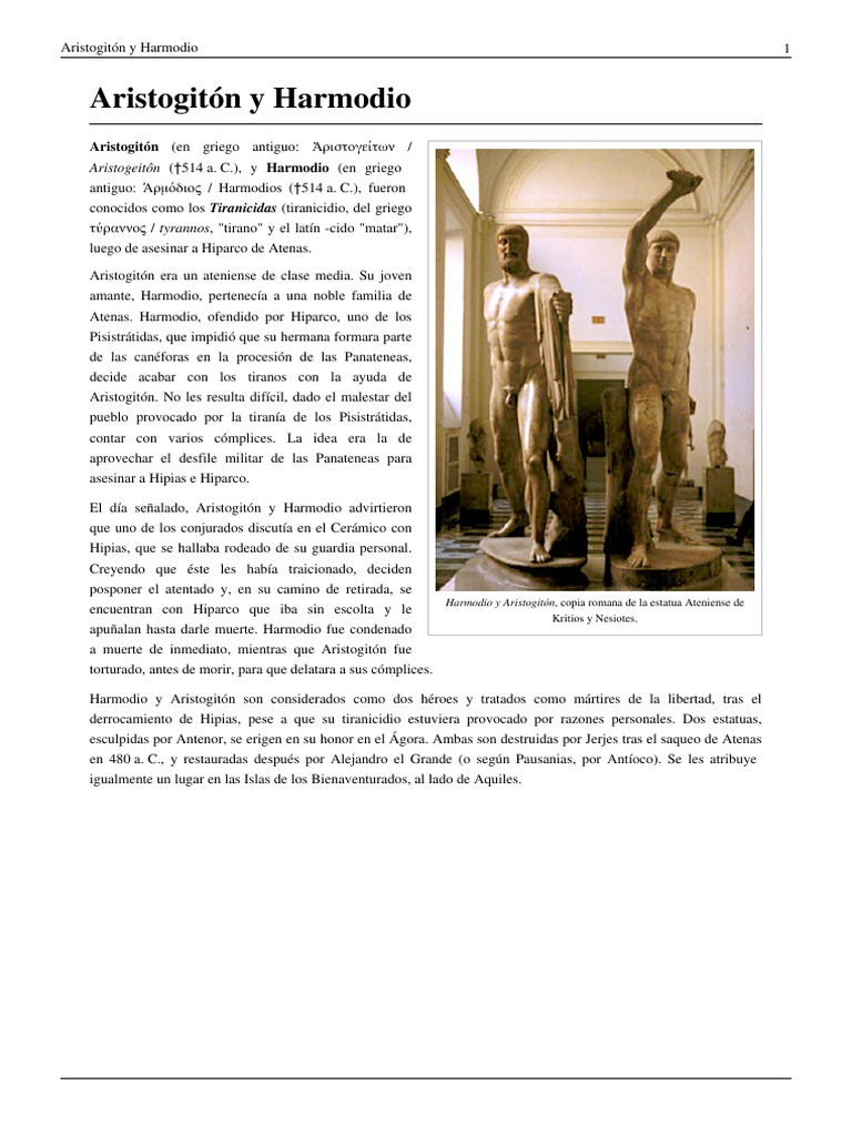 Aristogitón y Harmodio | PDF