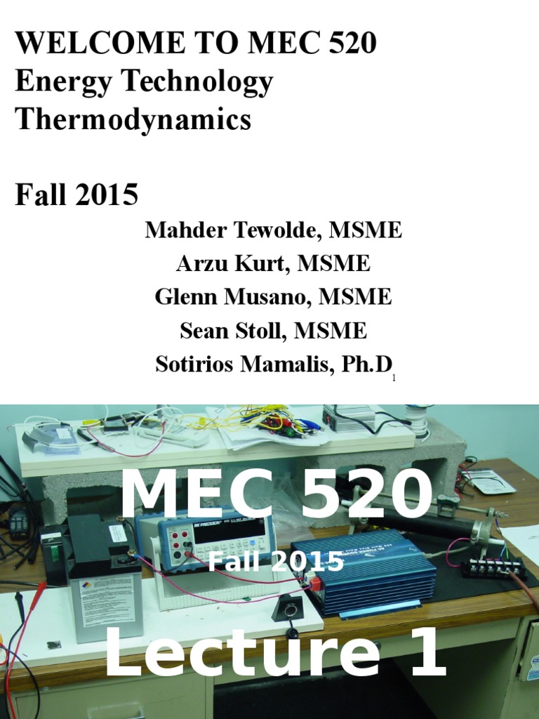 MEC 520 Lecture 1 F15 | PDF | Solar Power | Watt