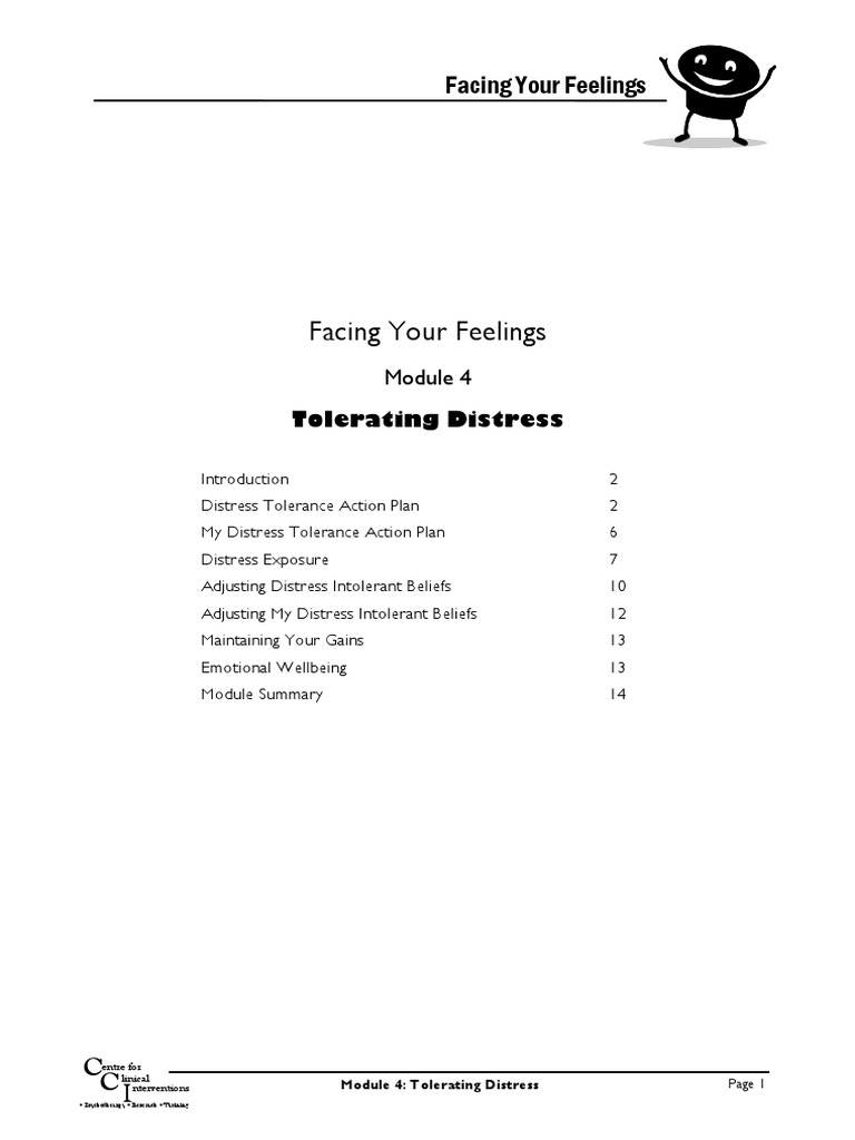 Distress Tolerance Action Plan Module 4 | PDF | Emotions | Anxiety