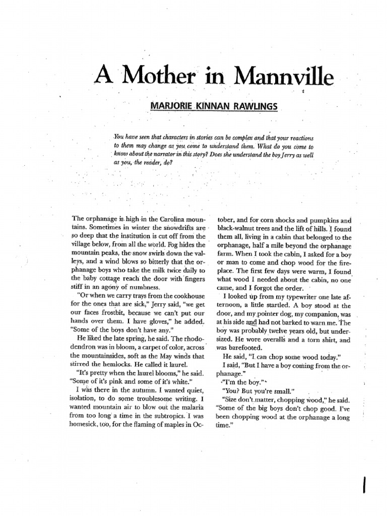 A Mother in Mannville Text | PDF