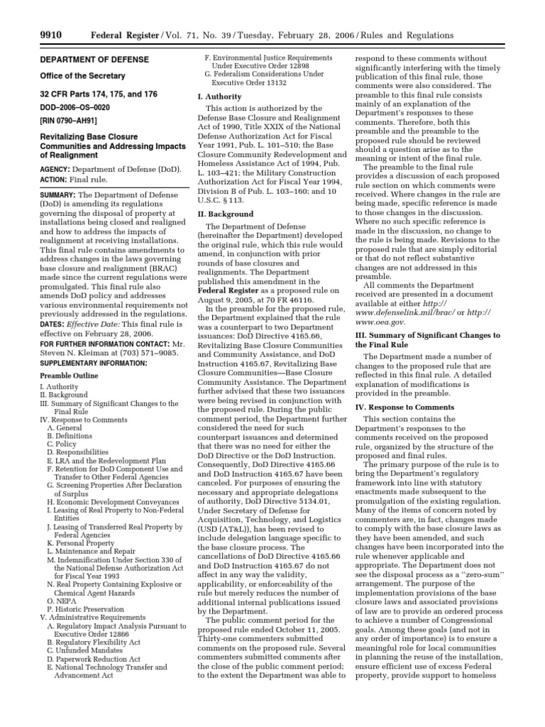 Rule: Revitalizing Base Closure Communities and Community Assistance ...