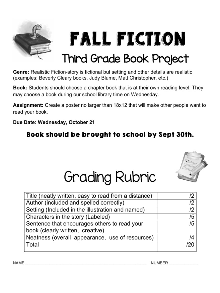 Third Grade Realistic Fiction Project | PDF