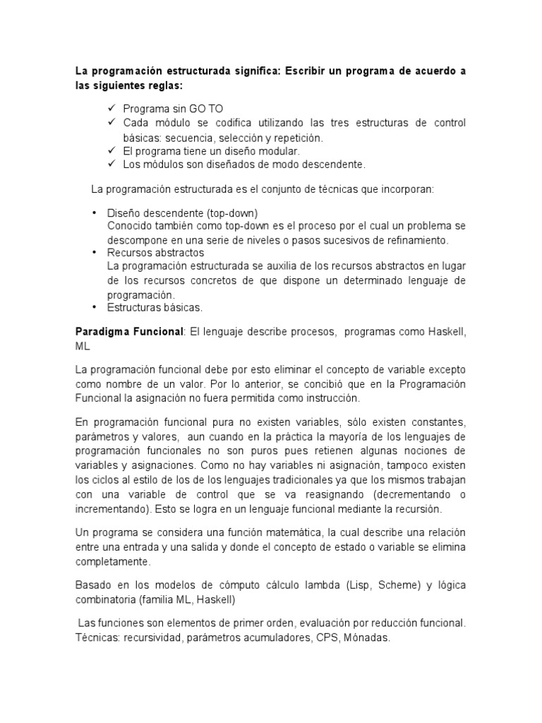 La Programación Estructurada | PDF | Programacion Funcional ...