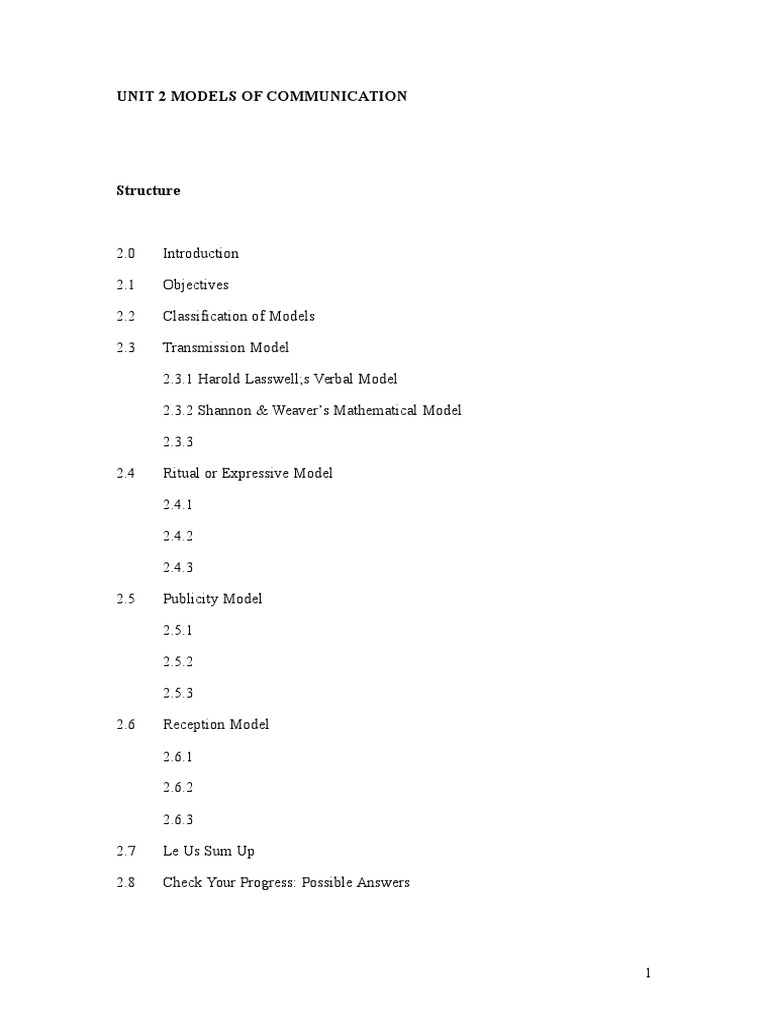 Models of Communication | PDF | Communication | Perception