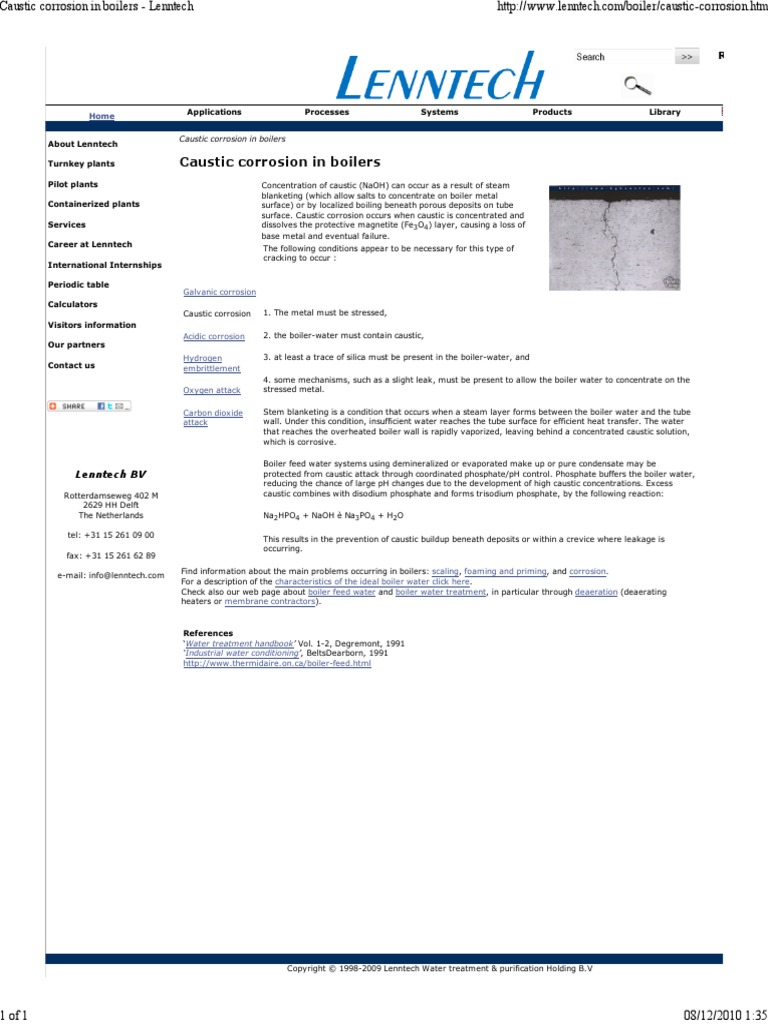 Caustic Corrosion in Boiler. | Corrosion | Boiler