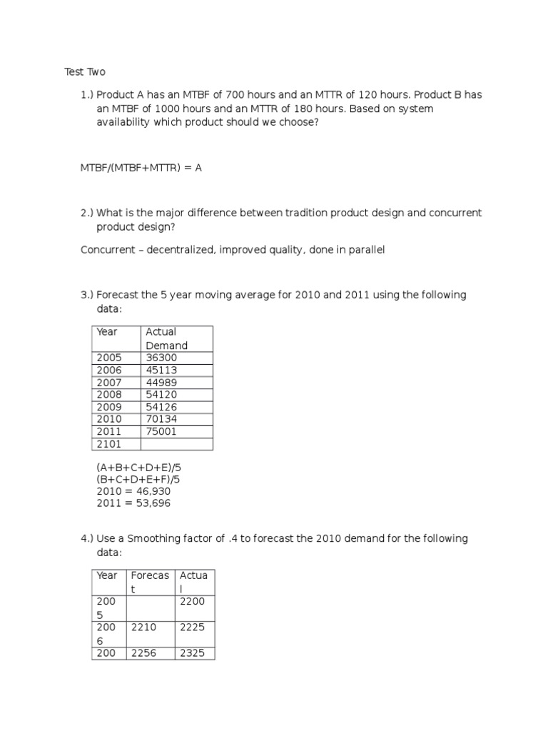 SCM Test 2 | PDF | Forecasting | Production And Manufacturing