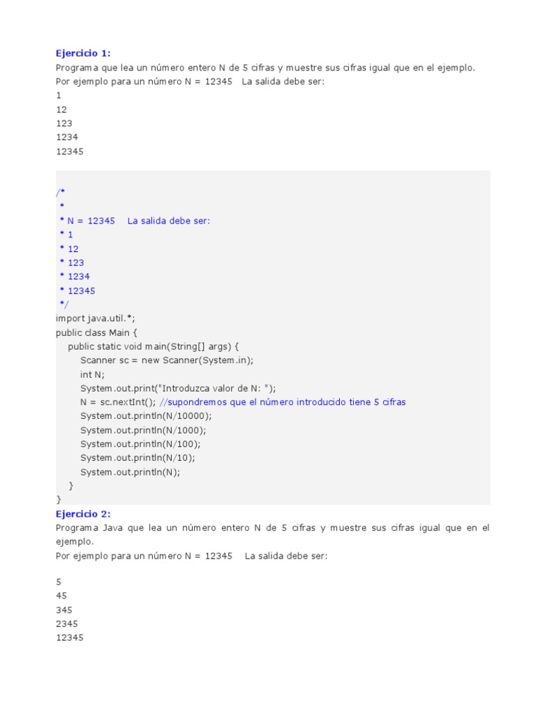 Ejercicios | PDF | Decimal | Java (lenguaje de programación)