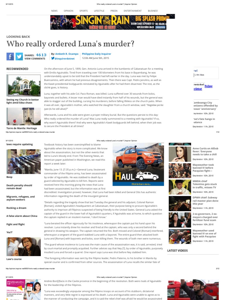 Who Really Ordered Luna's Murder - Inquirer Opinion | PDF | Philippines ...