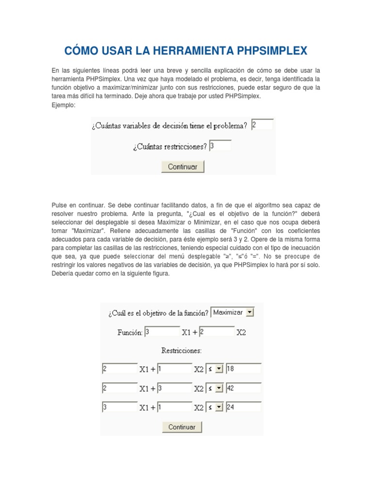 Cómo Usar La Herramienta Phpsimplex | PDF