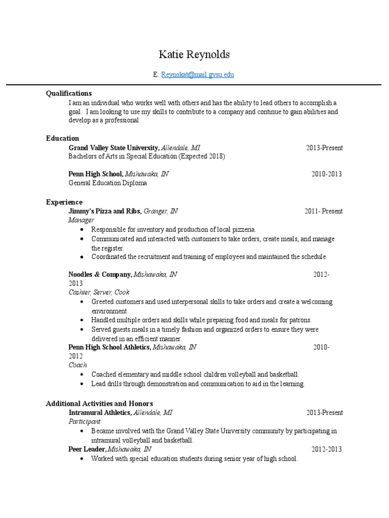 Katie Reynolds: Special Education Professional | PDF