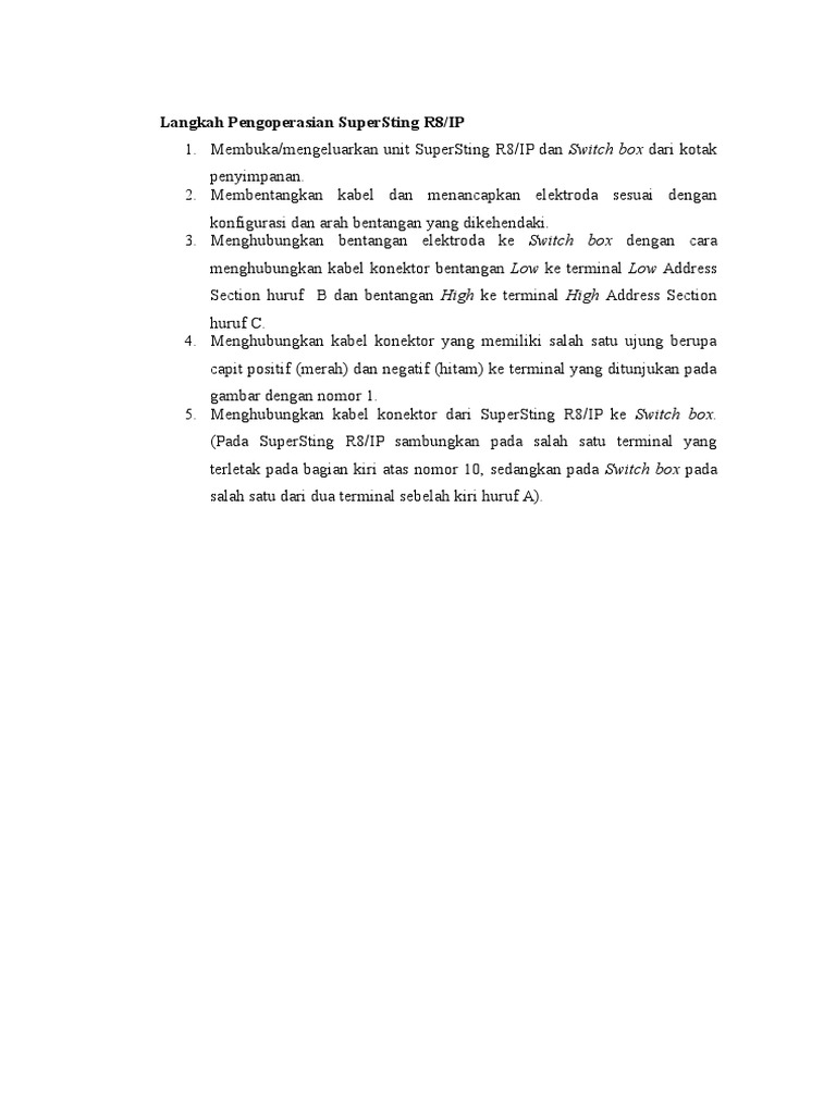 Langkah Pengoperasian SuperSting R8 | PDF