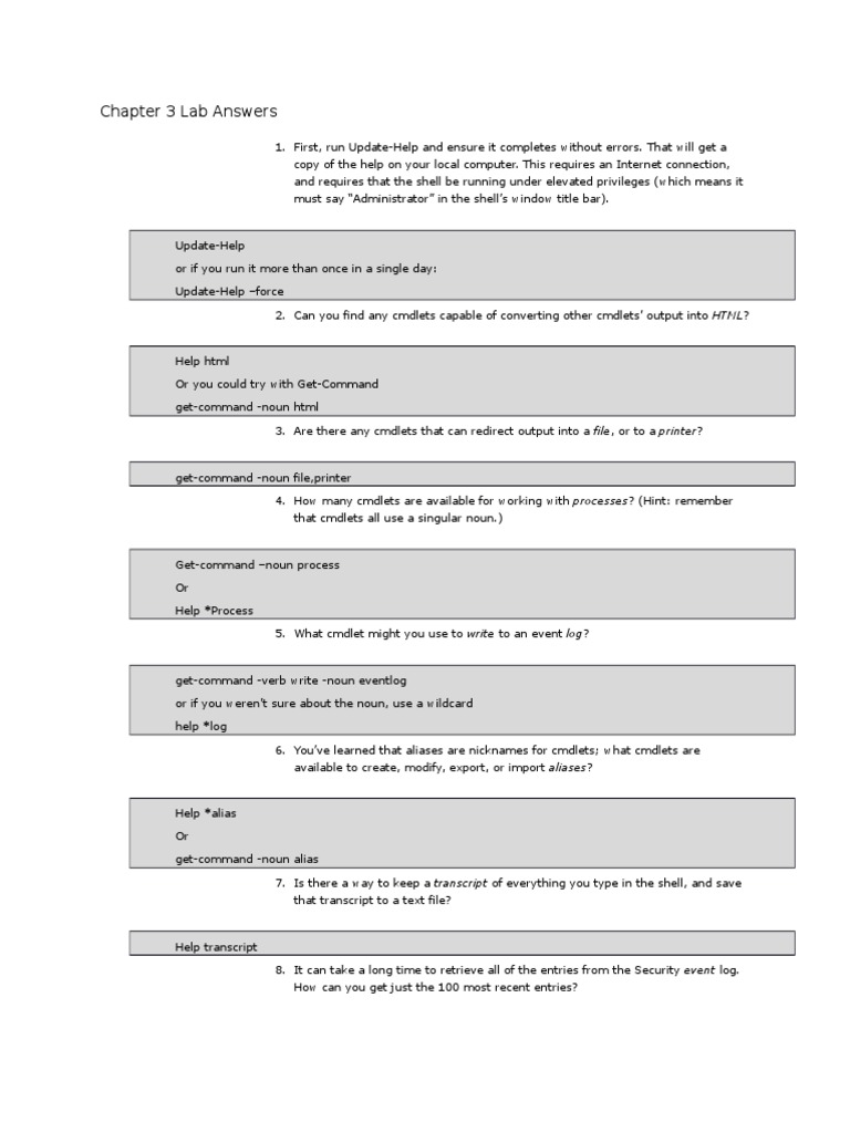 PowerShell Chapter 3 Lab | PDF | Command Line Interface | Parameter (Computer Programming)