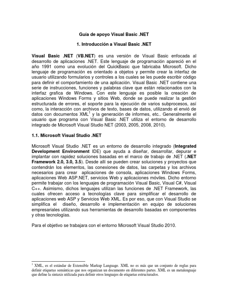 Introduccion A Visual Basic | PDF | .NET Framework | Básico