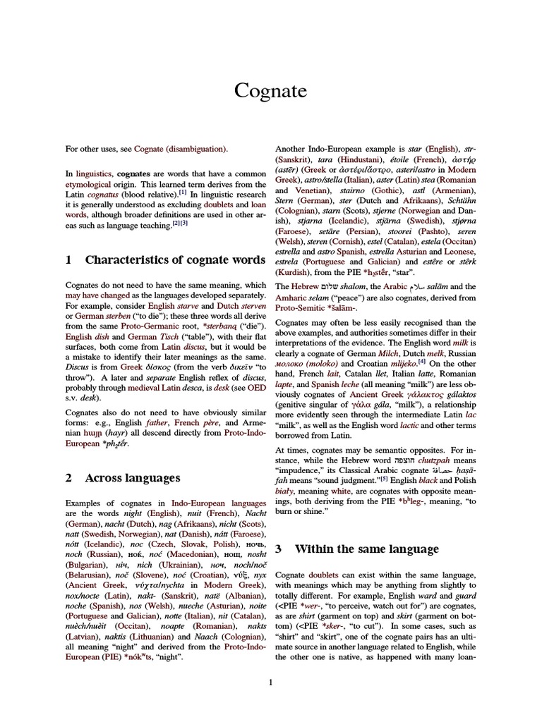 Cognate | Grammar | Symbols