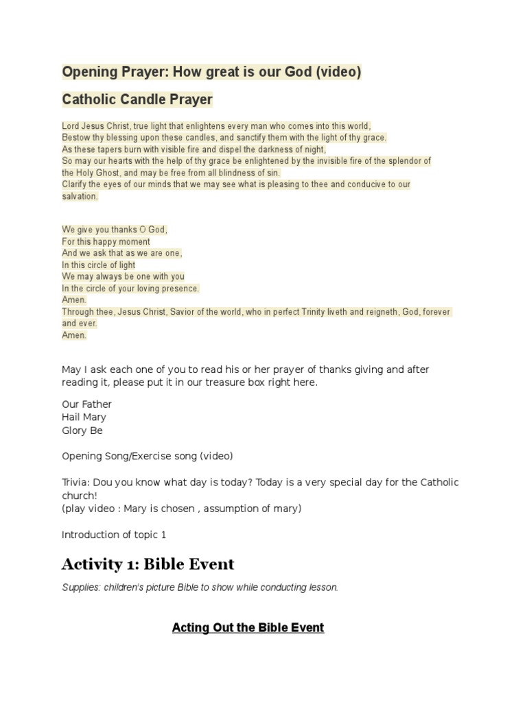Opening Prayer | PDF | Genesis Creation Narrative | Grace In Christianity